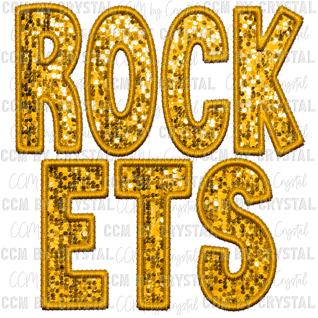 Rockets Gold Mascot Faux Embroider Faux Sequins PNG Digital Download ...