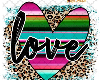 Digital File only 1301 Love Serape Heart W/ Leopard Silver Glitter ...
