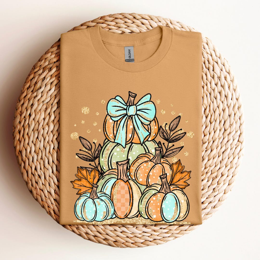Stacked Pumpkin Fall Faux Glitter Ready to Press Transfer Direct to ...