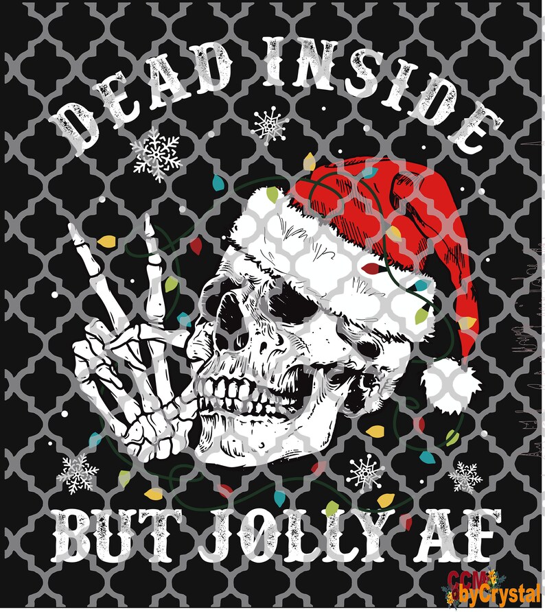 Dead Inside but Jolly AF White Letters Christmas Skeleton - Etsy
