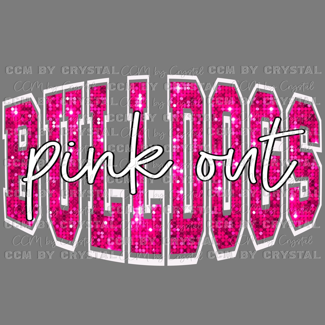 Bulldogs Pink Out Mascot Faux Sequins Ready to Press Transfer DTF ...