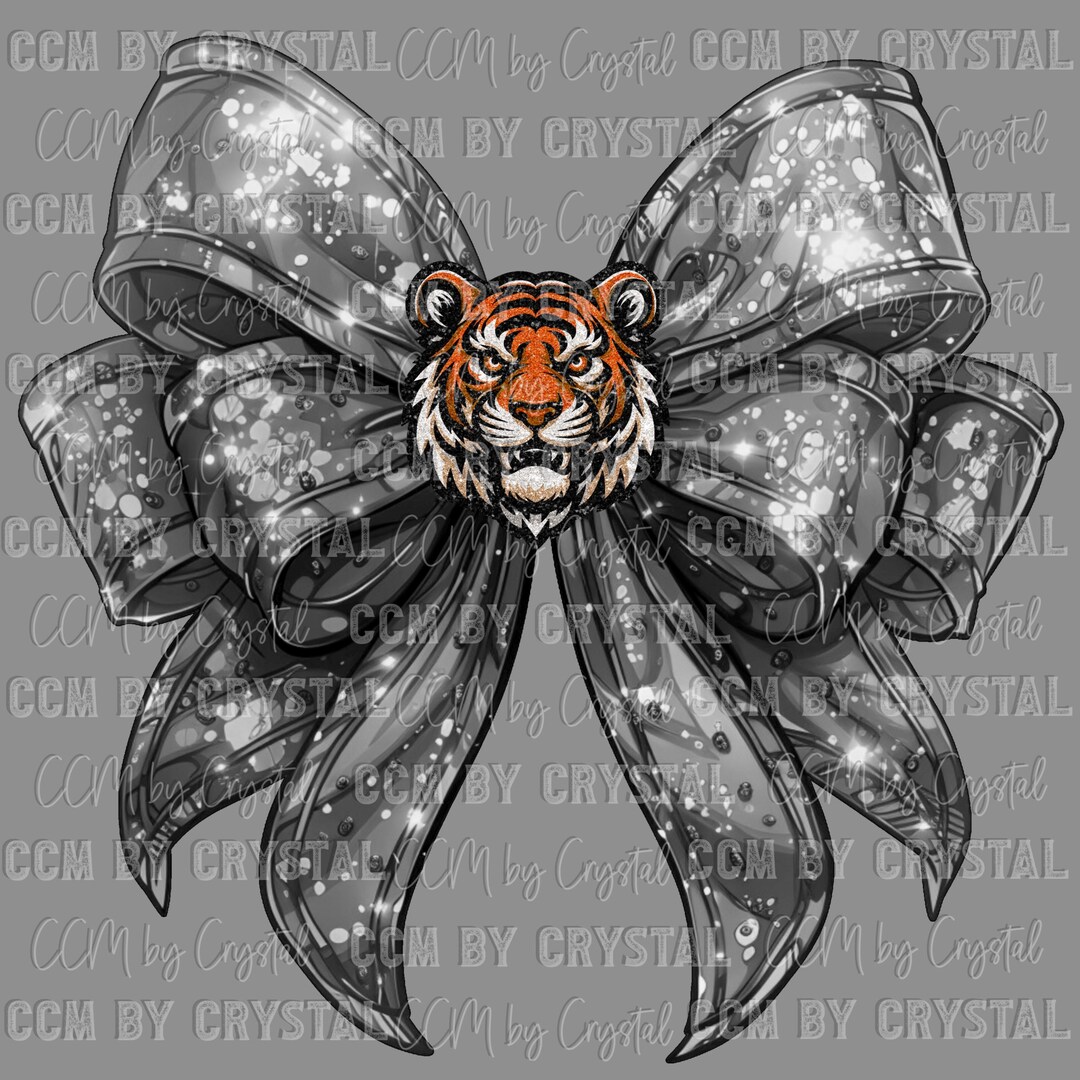 Tiger Bow Coquette Bow Mascot Ready to Press Transfer Direct to Film ...
