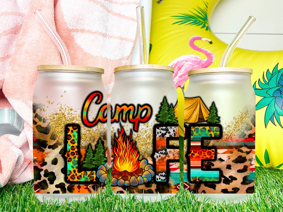 Camp Life UV DTF Transfer 16oz Libby Glass Can Wrap Ready to Apply - Etsy