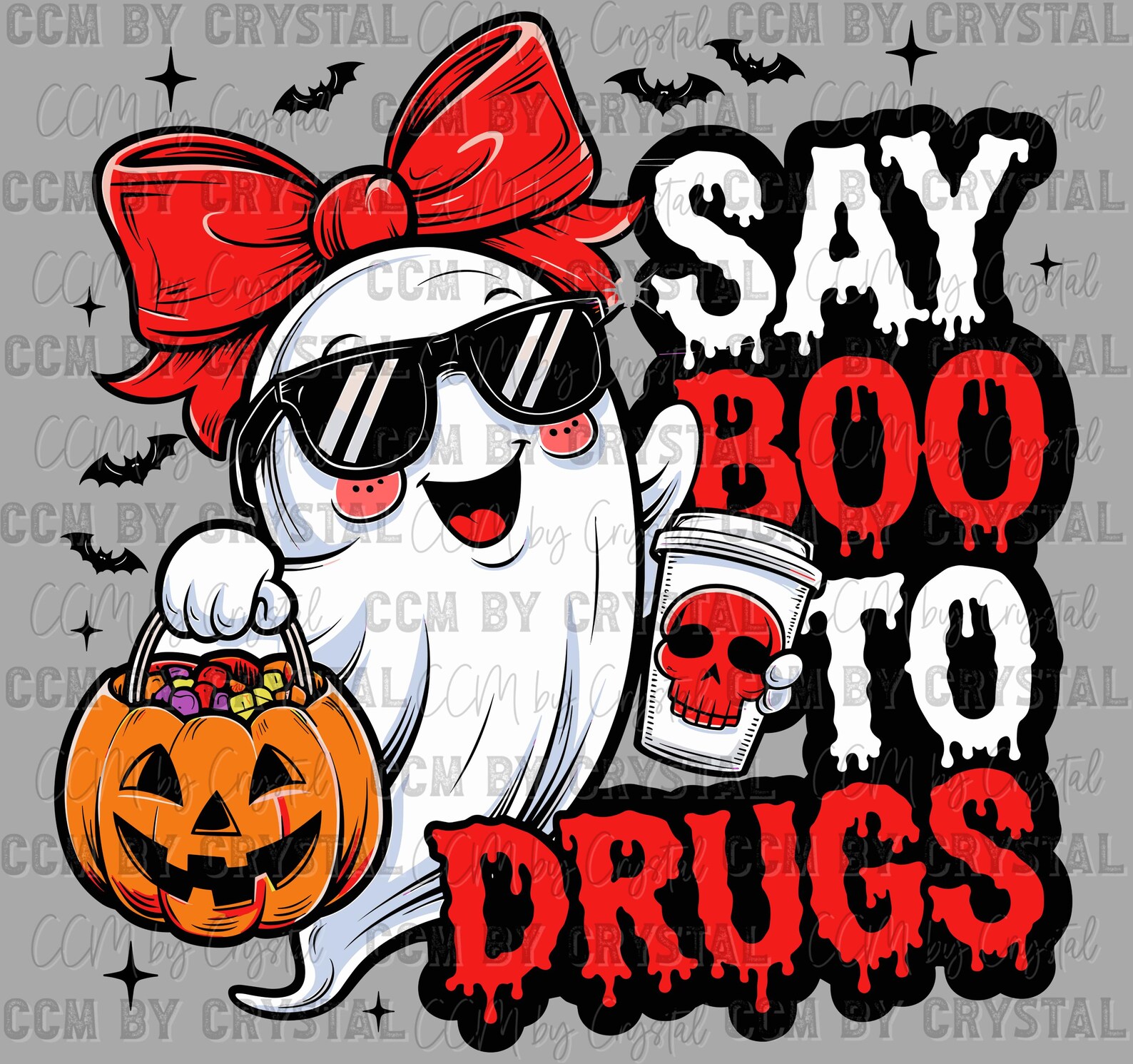 Say Boo to Drugs Red Ribbon Week Ghost Halloween Ready to Press ...