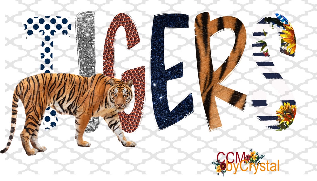 Tigers Doodle Letters Football Sunflowers PNG - Etsy
