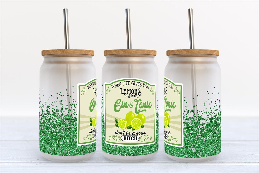 Gin and Tonic Summertime UV DTF Transfer 16oz Libby Glass Can Wrap ...