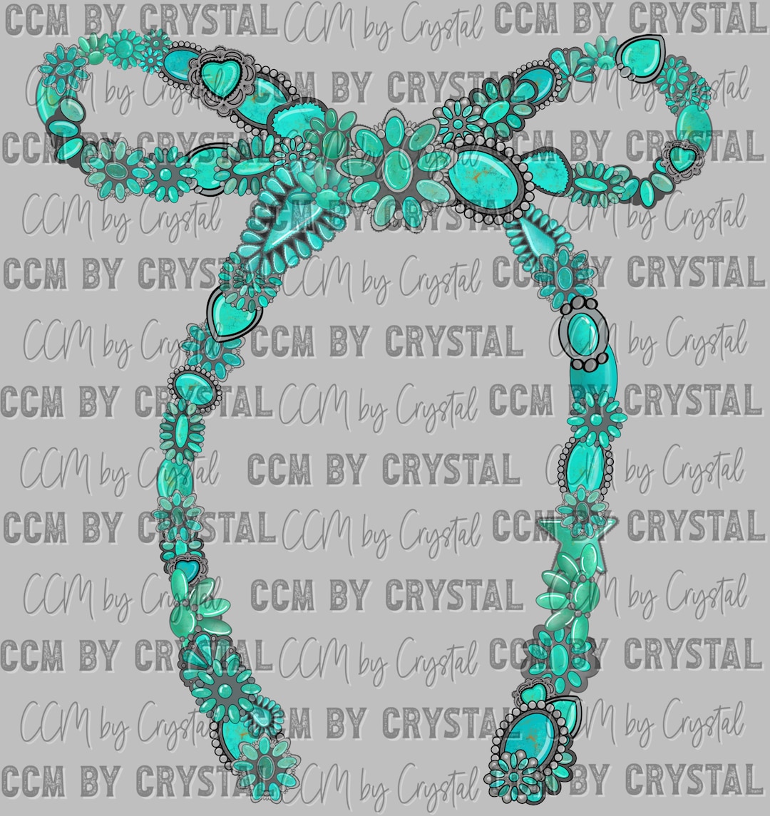 Teal Turquoise Bow Western Ready to Press Transfer Direct to Film DTF ...