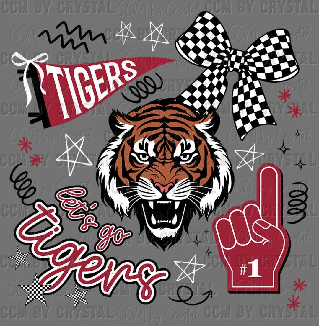 Let's Go Tigers Mascot Spirit Finger Pennant Crimson Ready to Press ...