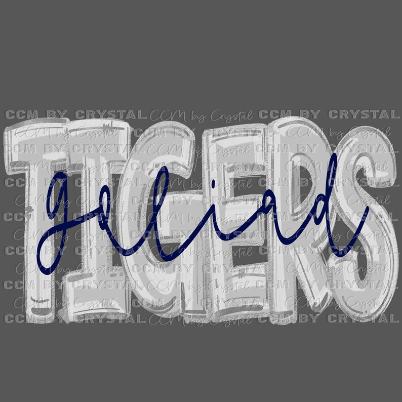 Tigers Navy Grey White Mascot Ready to Press Transfers DTF Transfers - Etsy