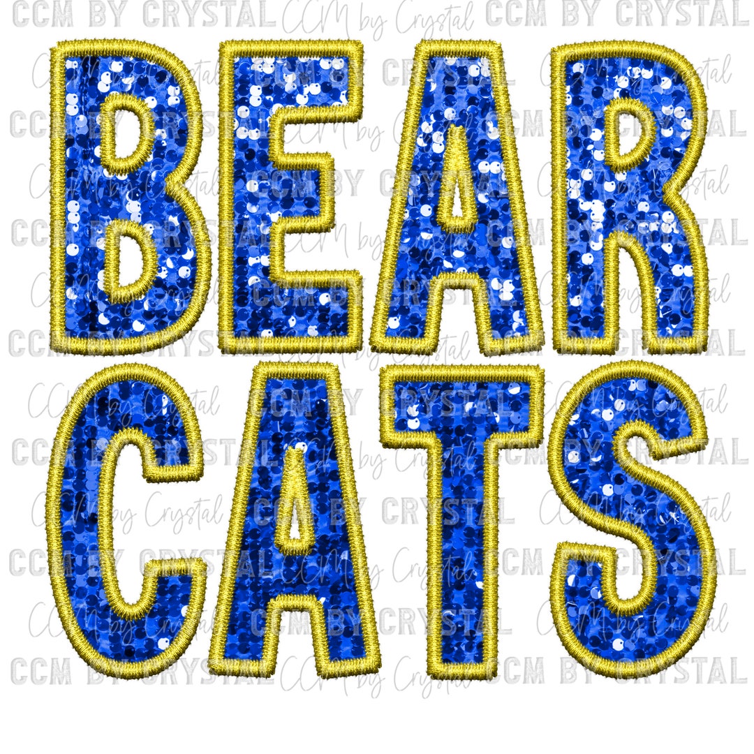Bearcats Faux Embroidery Faux Sequin Mascot Ready to Press Transfer ...
