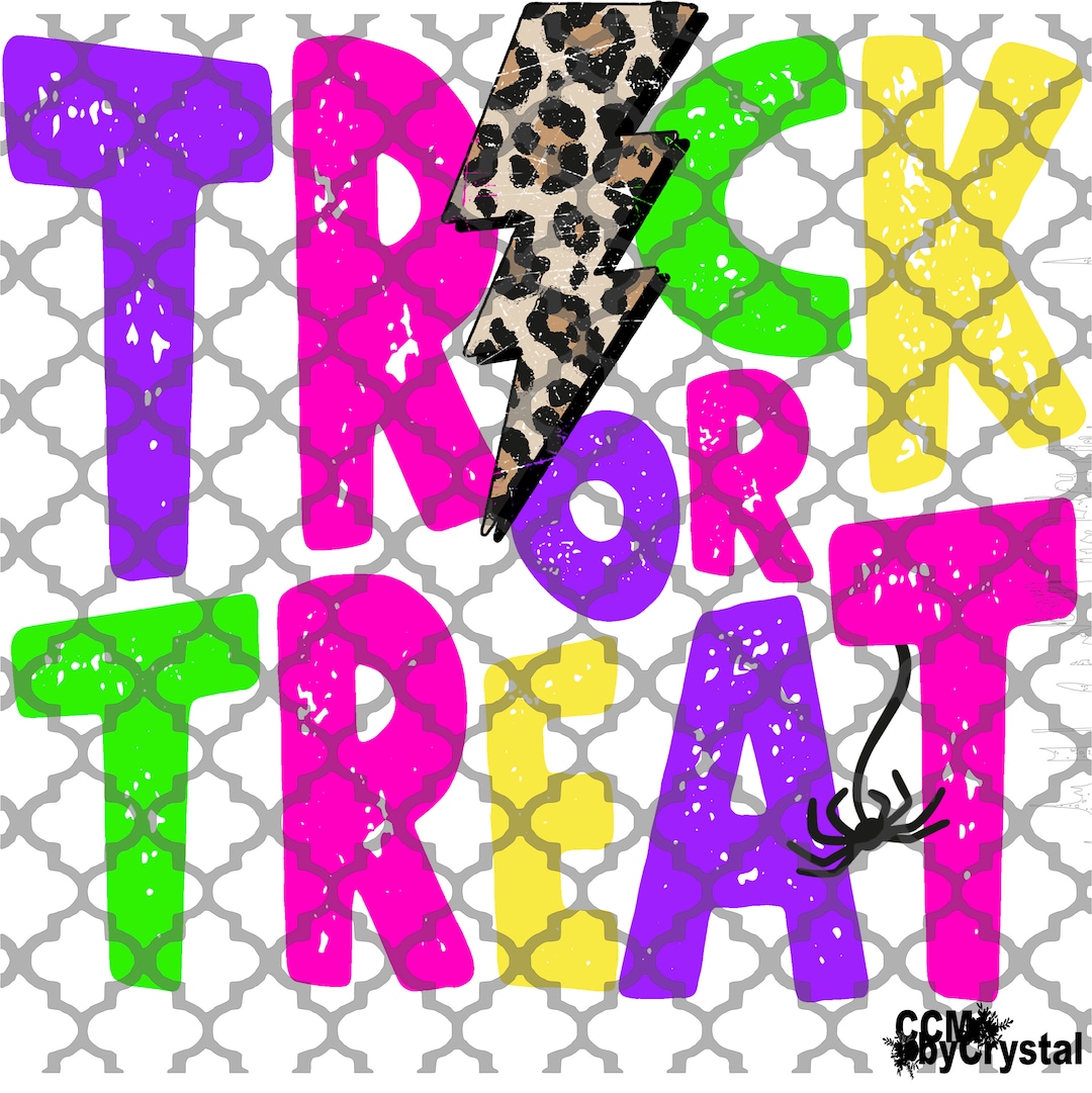 Trick or Treat Leopard Lightning Bolt Halloween Transfers DTF Transfers ...