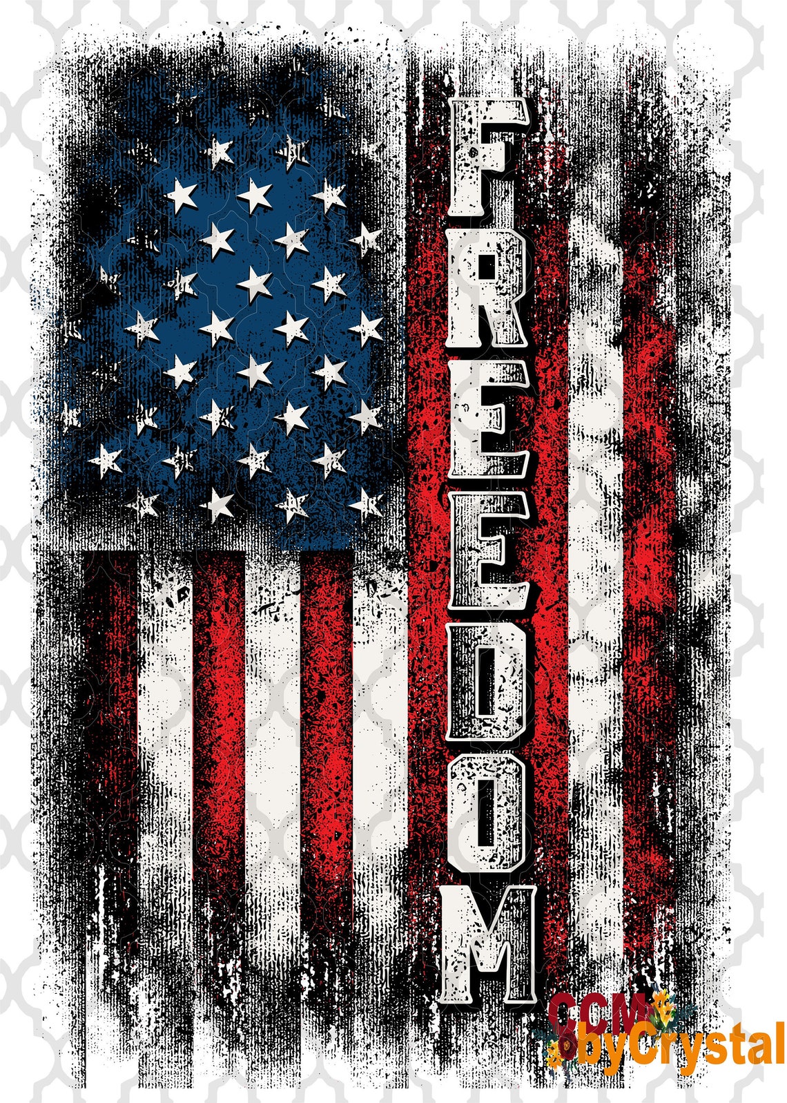 Freedom Flag With Black Distressed Background Ready to Press - Etsy