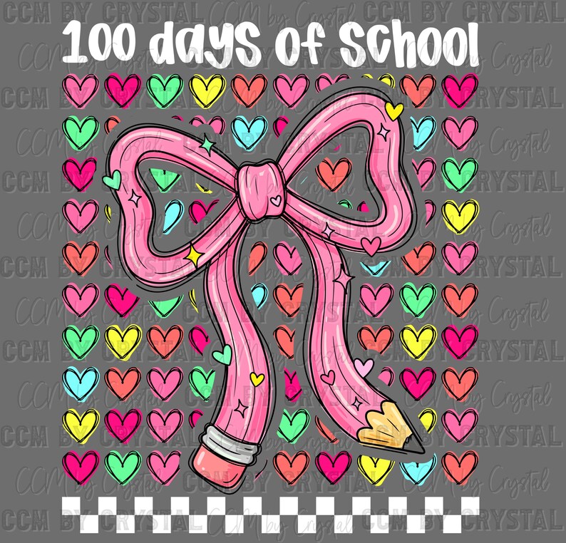 100 Days of School Hearts Ready to Press Transfer Direct to Film DTF ...