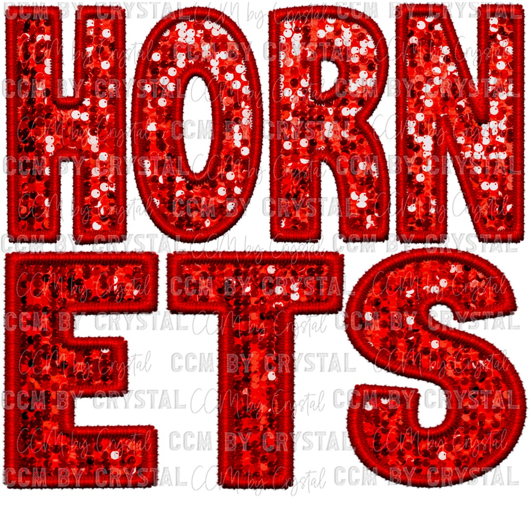 Hornets Faux Embroidery Faux Sequins Ready to Press Transfer Direct to ...