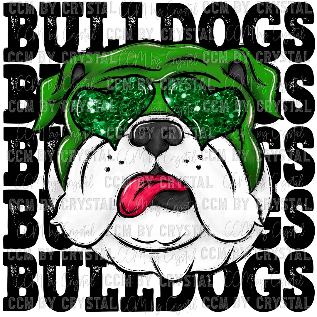 Bulldogs Green Hearts Mascot Ready to Press Transfer Direct to Film DTF ...