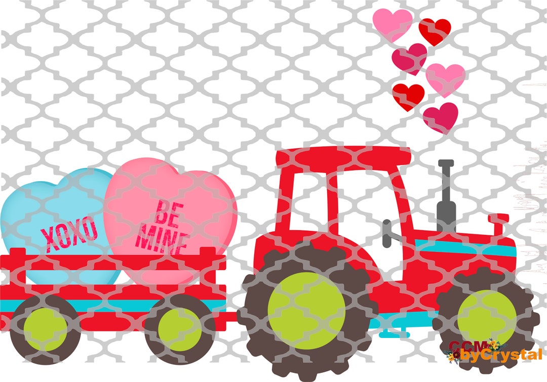 Tractor With Hearts Valentine's Day Ready to Press Transfers Direct to ...