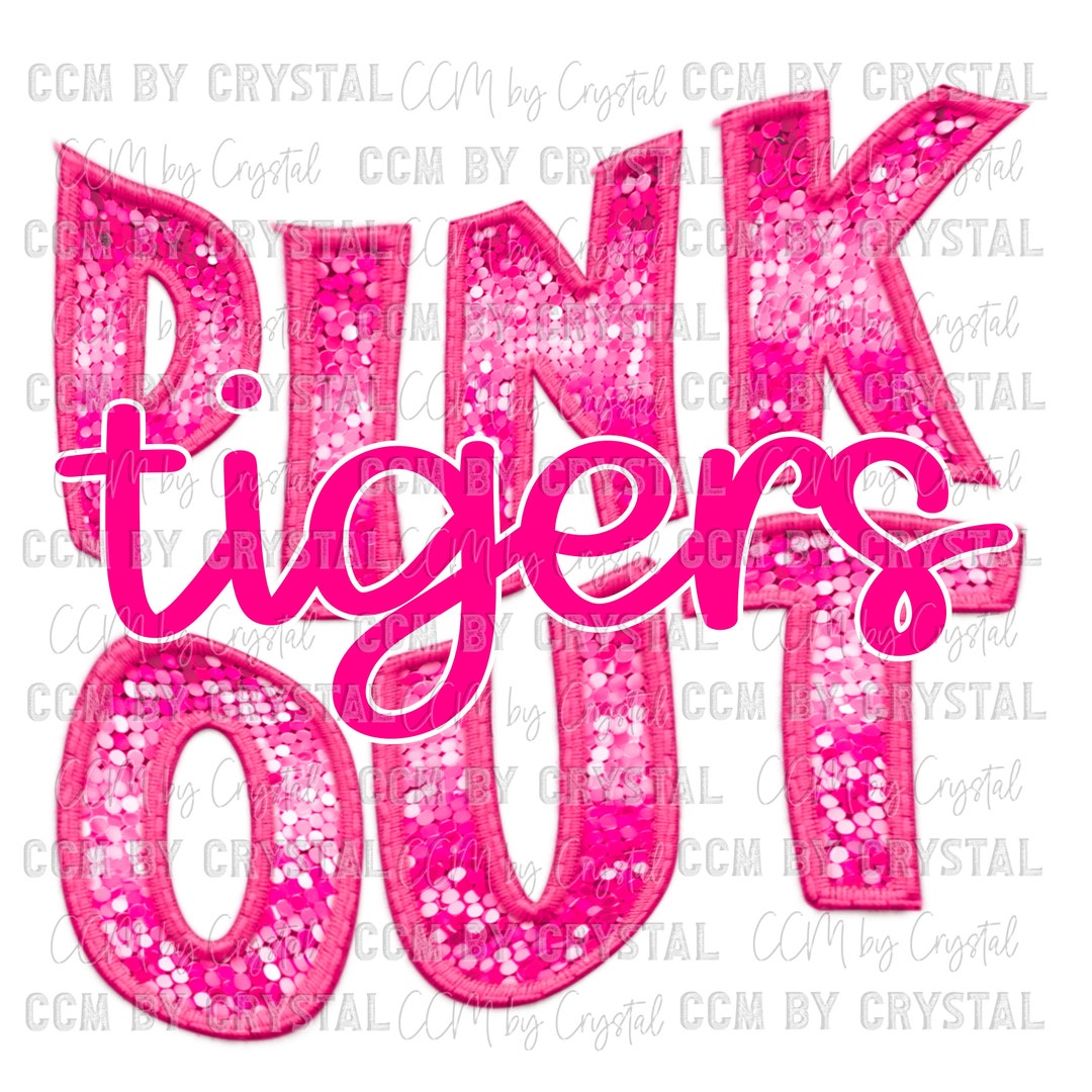 Pink Out Tigers Breast Cancer Awareness Faux Embroidery Faux Sequins ...