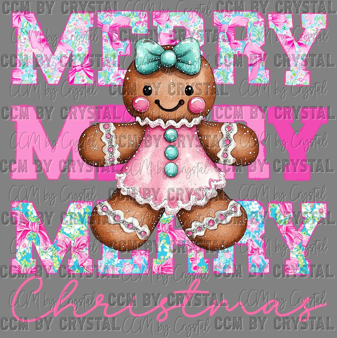 Merry Christmas Girly Gingerbread Ready to Press Transfer Direct to ...