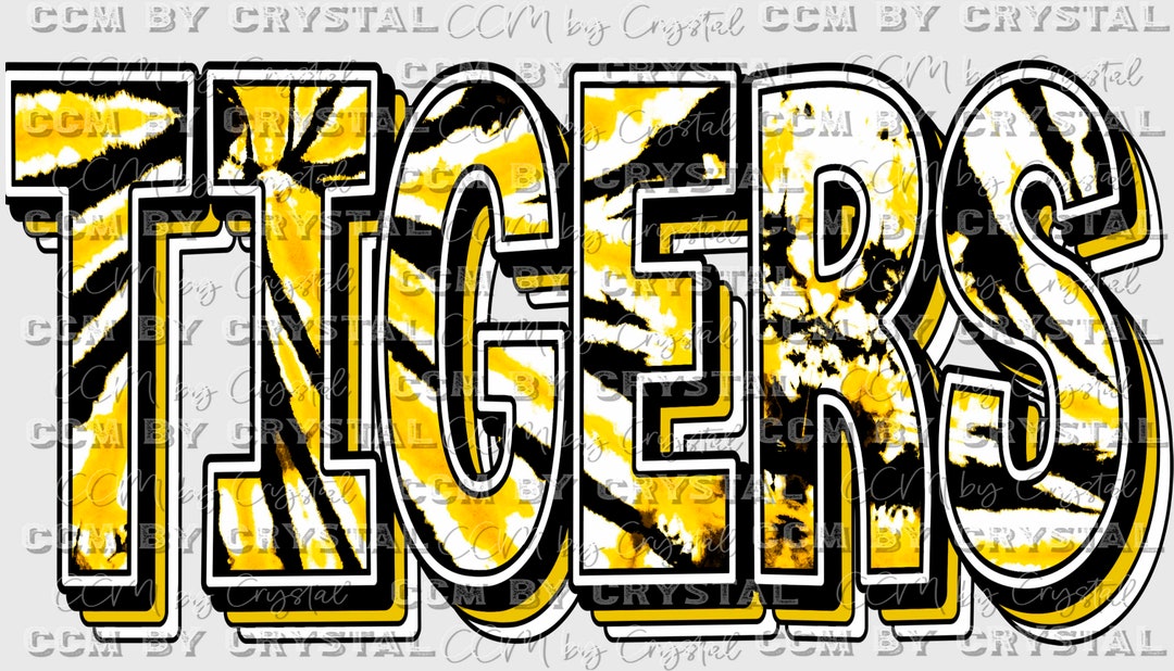 Tigers Yellow Tie Dye Mascot Ready to Press Transfer Direct to Film DTF ...