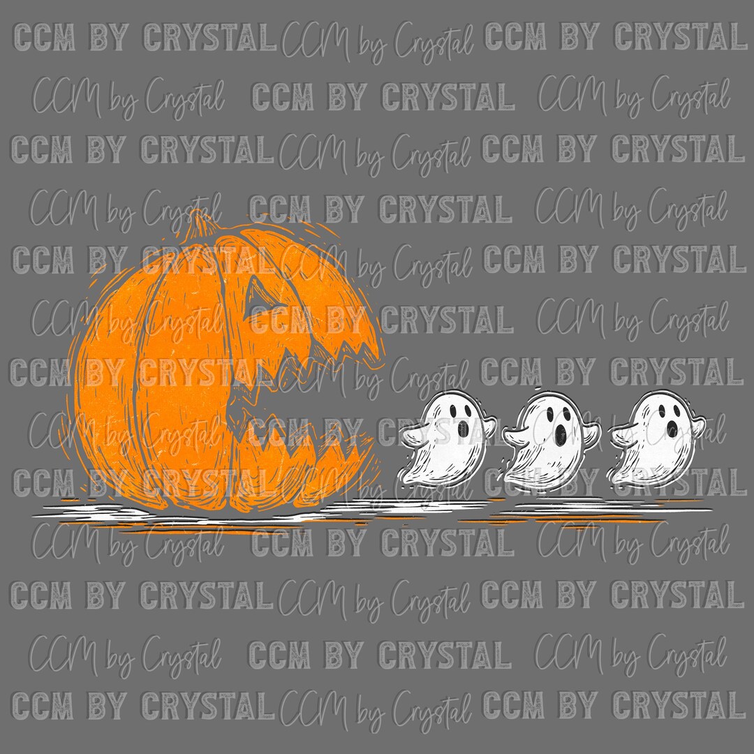 Jack O Lantern Chasing Ghosts Halloween Ready to Press Transfer DTF ...
