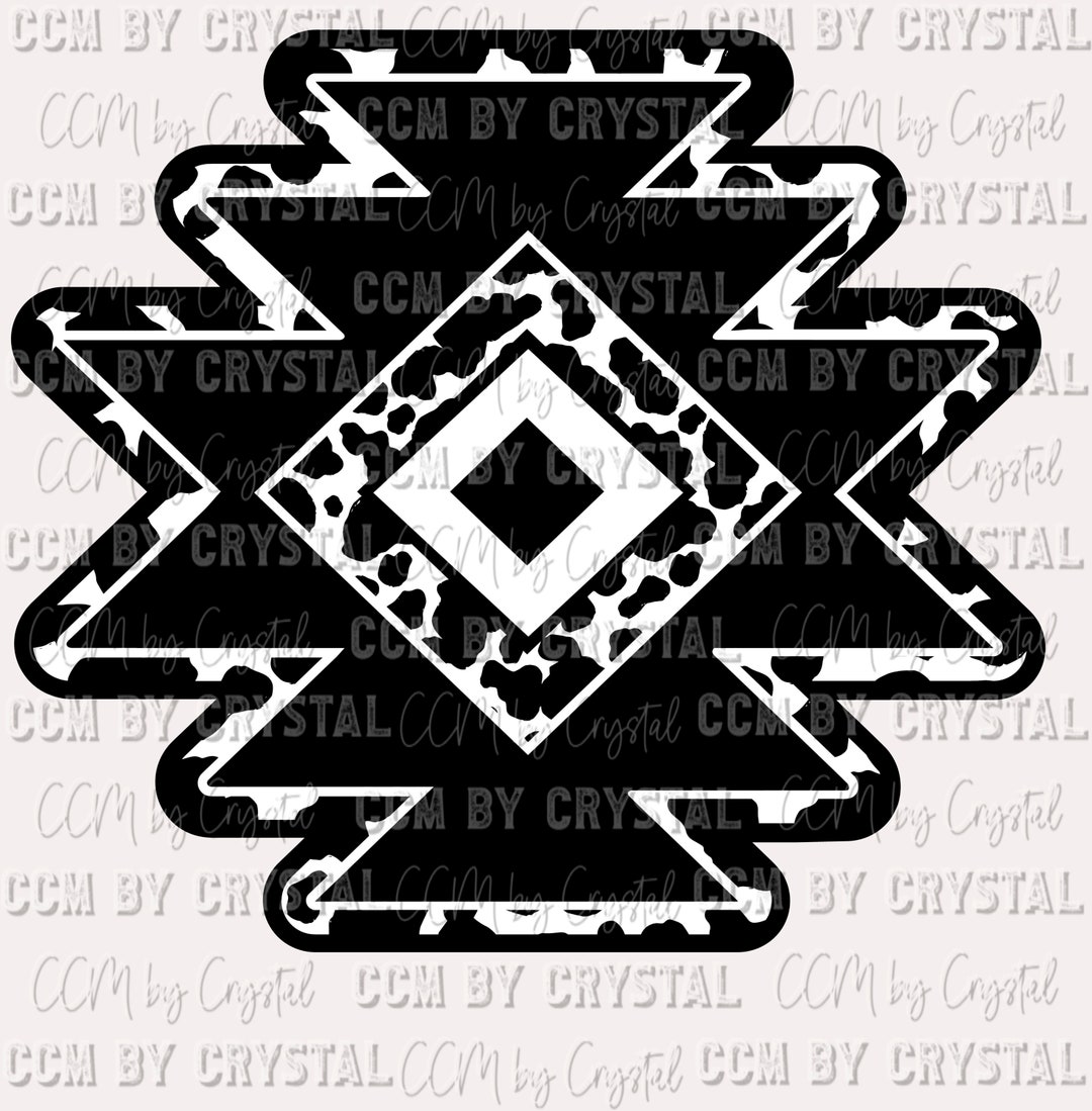 Black and White Cow Aztec Ready to Press Transfer Direct to Film DTF ...