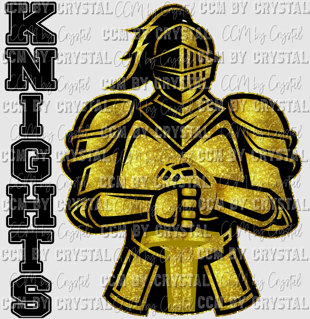 Knights Gold Glitter Mascot Ready to Press Transfer Direct to Film DTF ...
