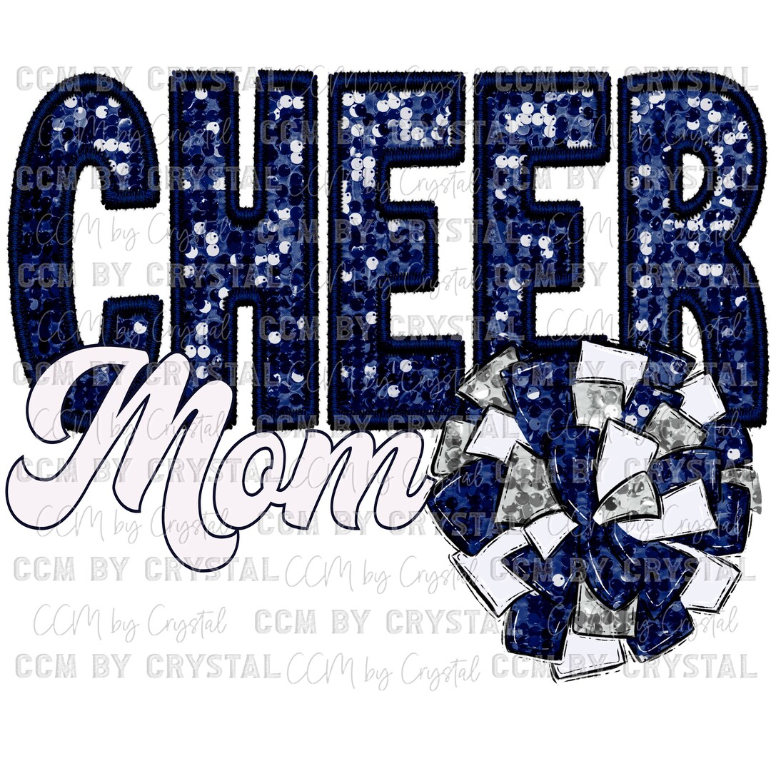 Cheer Mom Faux Embroidery Faux Sequins Ready to Press Transfer DTF Transfers Sublimation ...