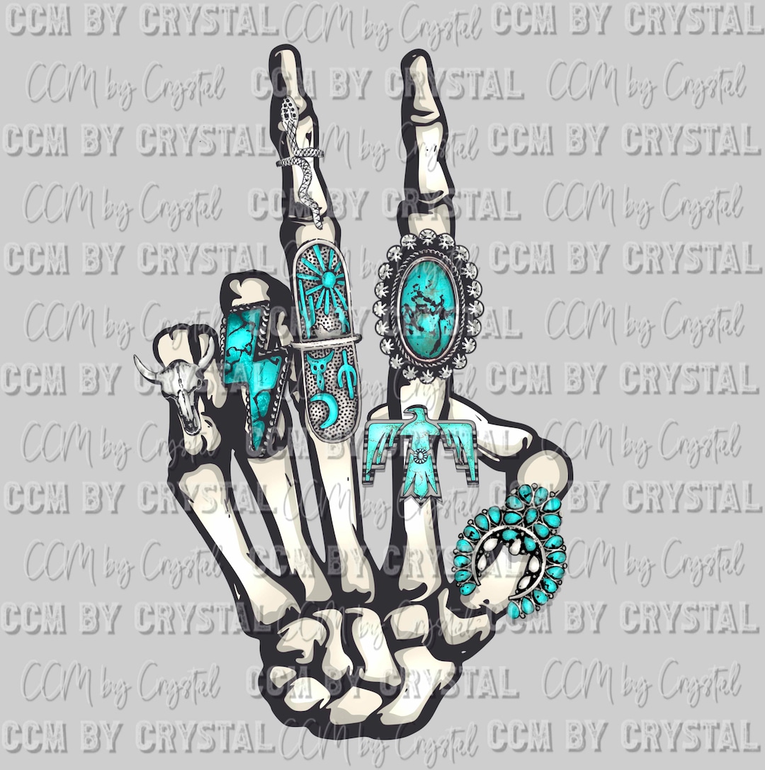 Skeleton Hand With Rings Ready to Press Transfer Direct to Film DTF ...