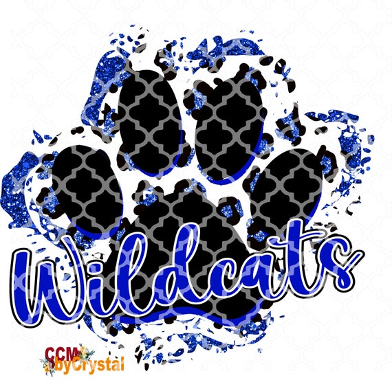 Wildcats Paw PNG Leopard Print and Glitter Royal Blue - Etsy