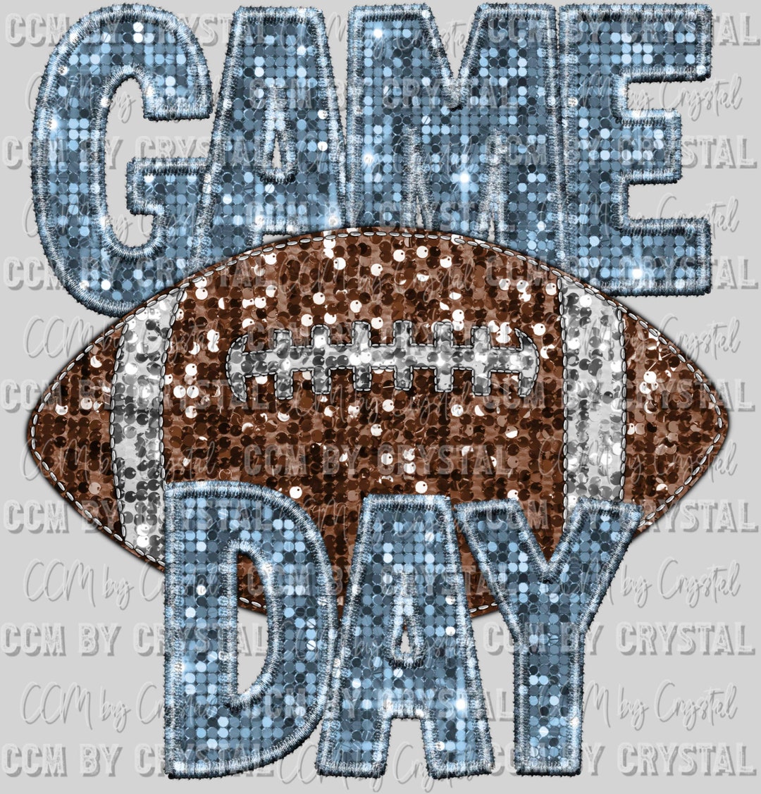 Game Day Football Faux Embroidery Faux Sequins Ready to Press Transfer ...