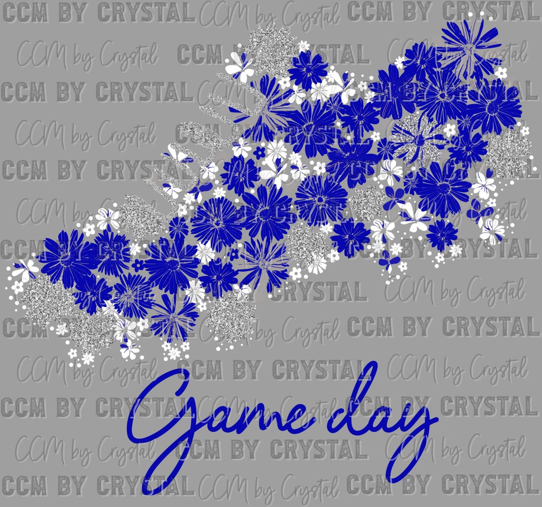 Game Day Cleat Floral Navy White Silver Flowers Football Sports Ready ...