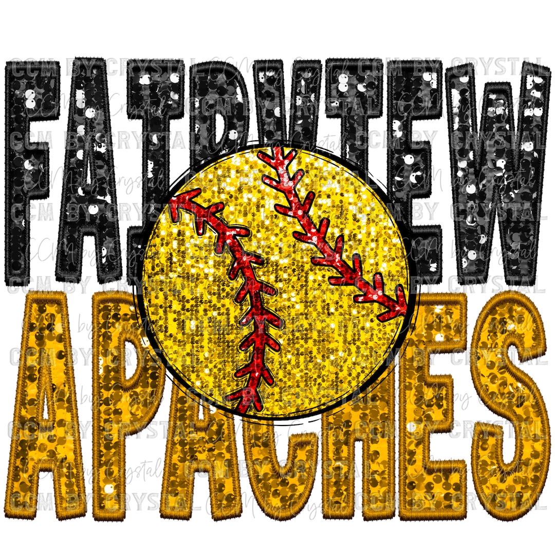 Fairview Apaches Softball Faux Embroidery Faux Sequins Mascot PNG ...