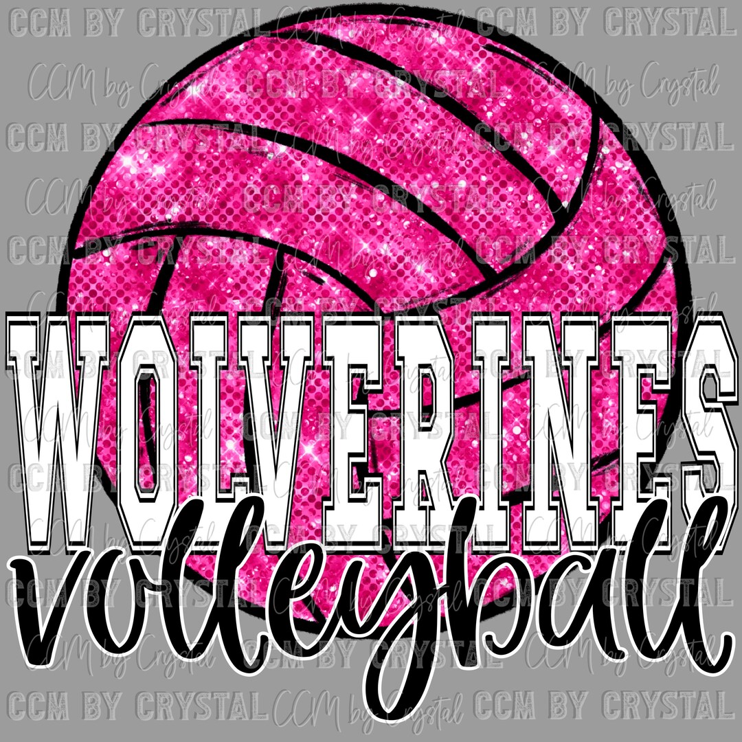 Wolverines Volleyball Mascot Faux Sequins Ready to Press Transfer ...