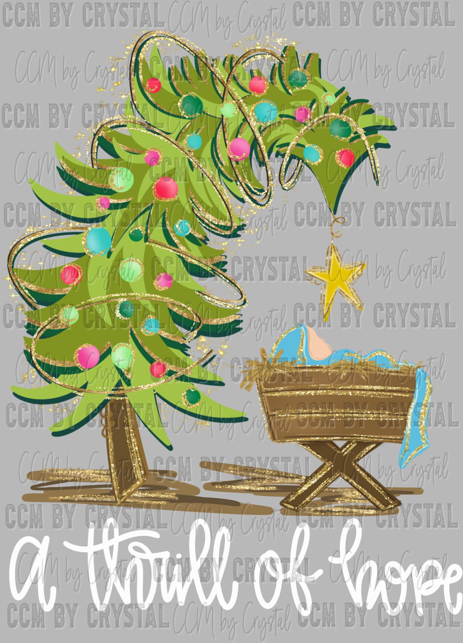 A Thrill of Hope Christmas Tree Manger Ready to Press Transfer Direct ...