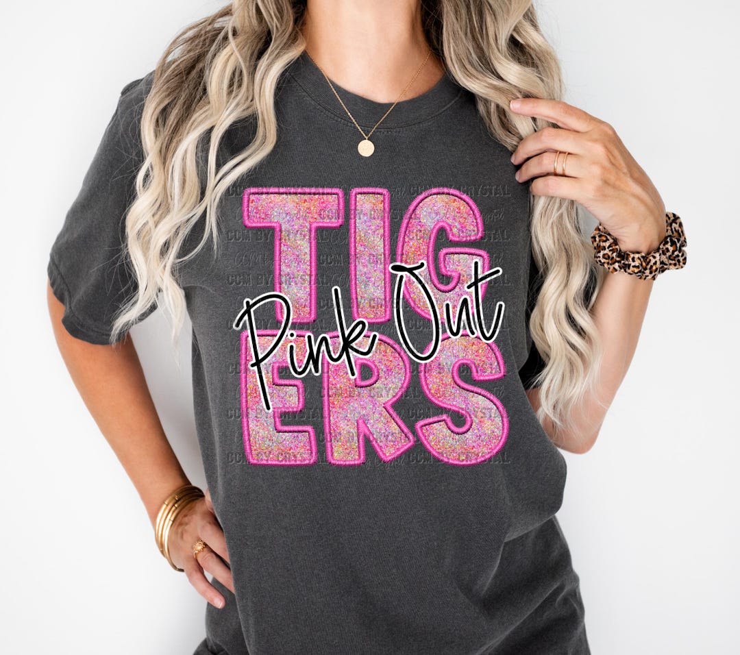 Tigers Pink Out Faux Glitter Effect PNG Digital Download ONLY SM - Etsy