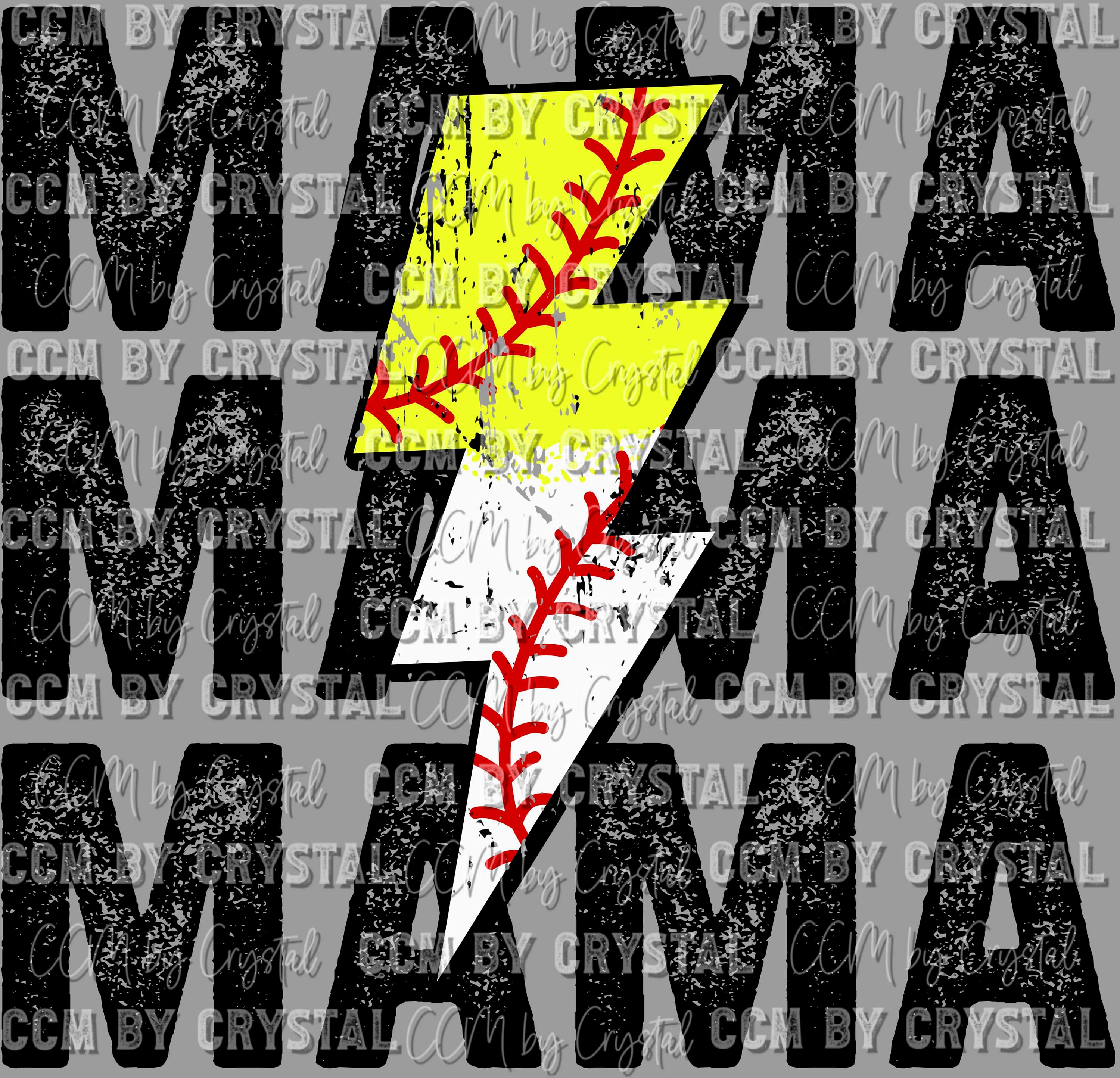 Mama Baseball Softball Lightning Bolt Ready to Press Transfer Direct to ...