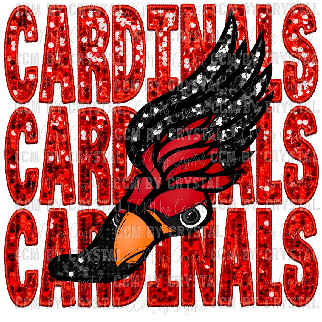 Cardinals Track Faux Embroidery Faux Sequins PNG Digital Download ONLY ...