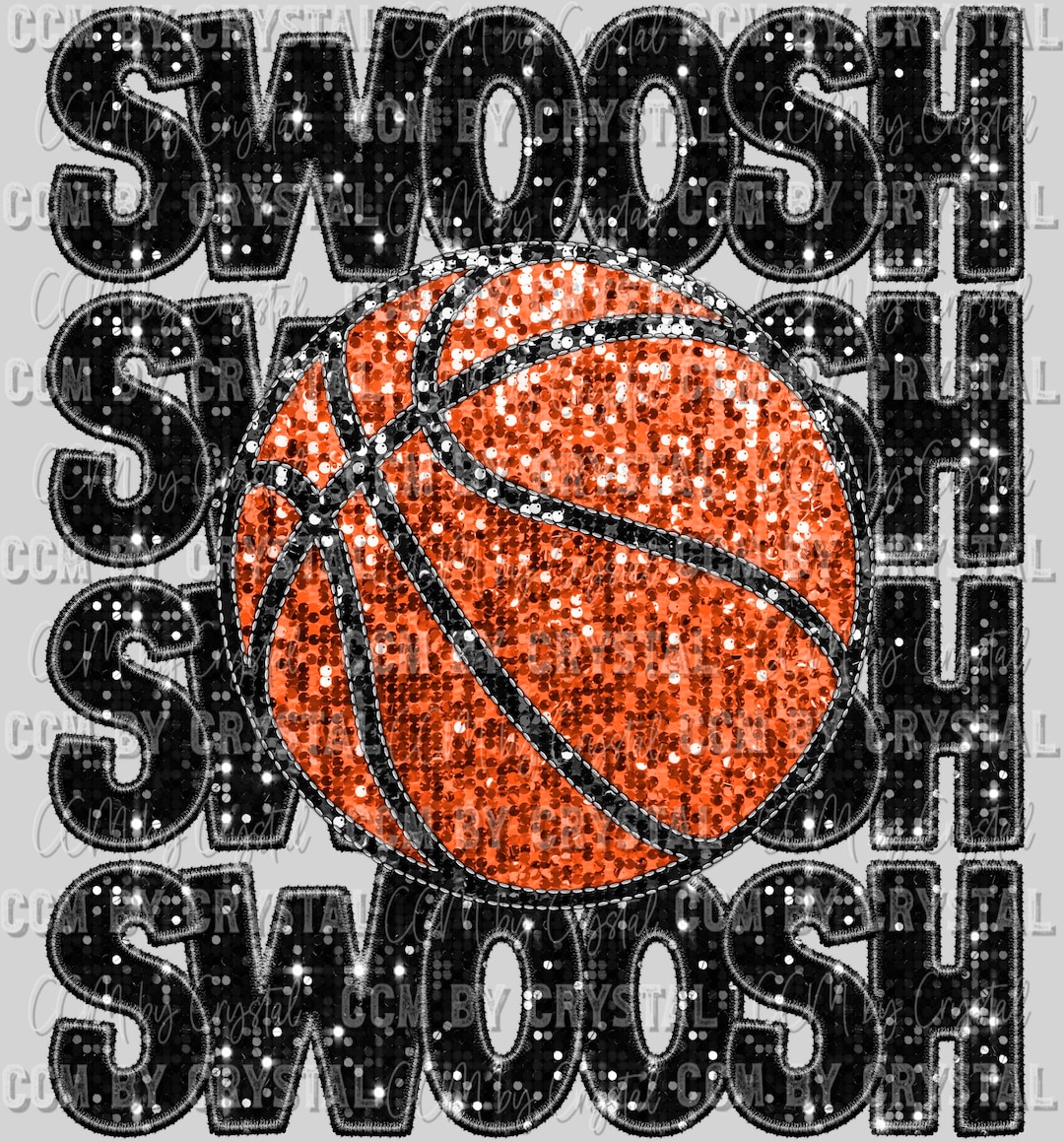 Basketball Swoosh Faux Embroidery Faux Sequins Ready to Press Transfer ...