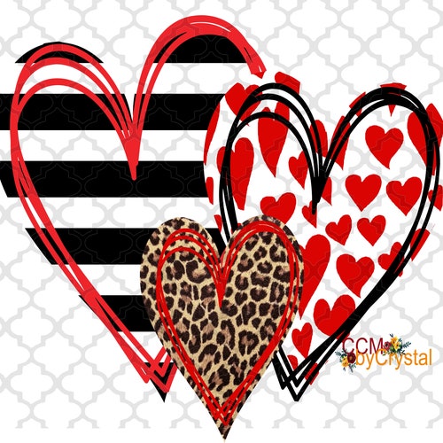 Valentines Day Colorful Heart and Leopard Png Valentine's - Etsy