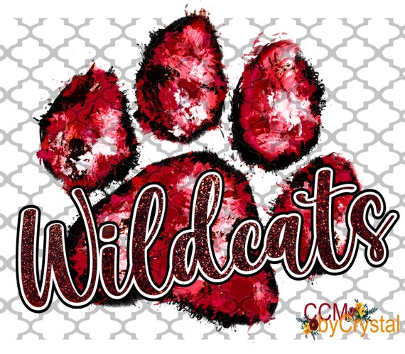 Wildcats Paw Tie Dye PNG Maroon Glitter Letters - Etsy