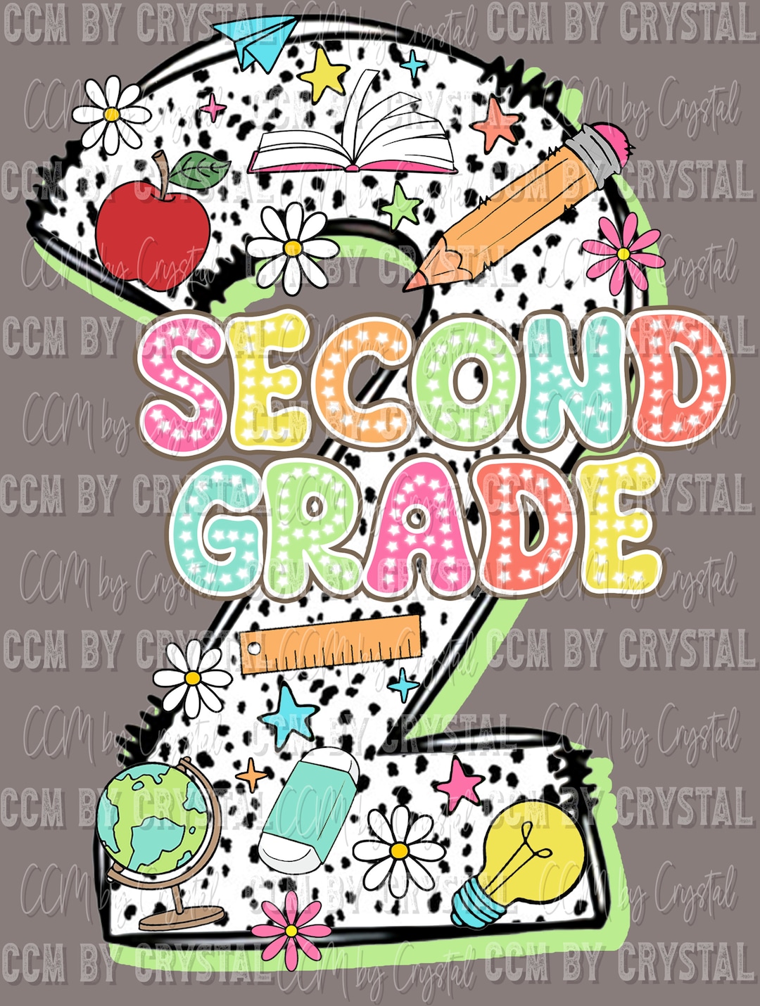 Back to School Second Grade Ready to Press Transfer Direct to Film DTF ...