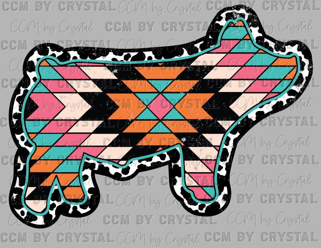 Aztec Pig Distressed Western Rodeo Ready to Press Transfer Direct to ...