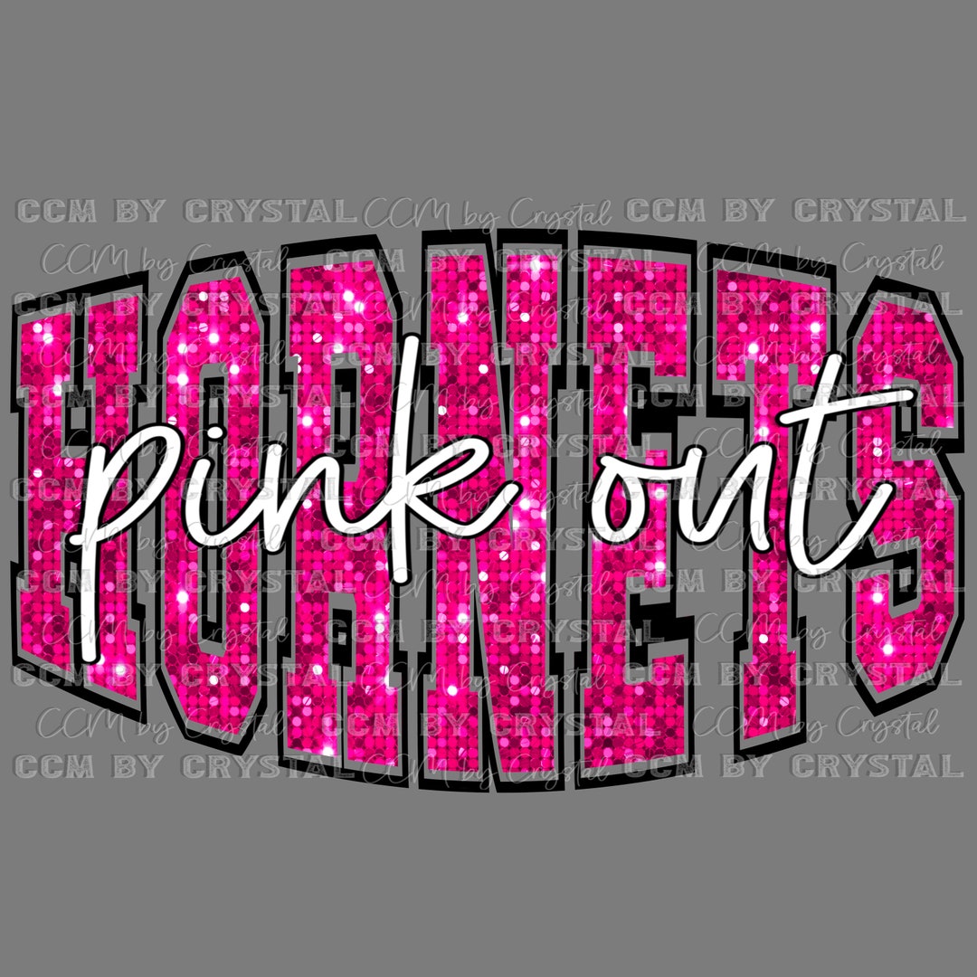 Hornets Pink Out Mascot Faux Sequins Ready to Press Transfer DTF ...
