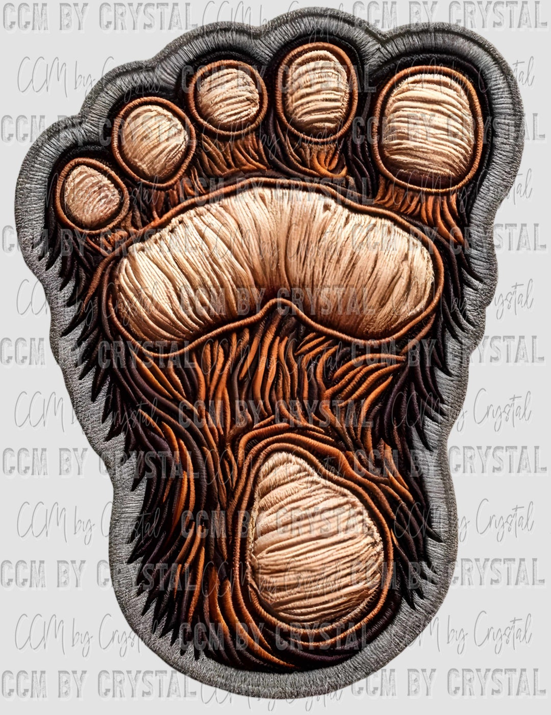 Sasquatch Foot Faux Embroidery Ready to Press Transfer Direct to Film ...