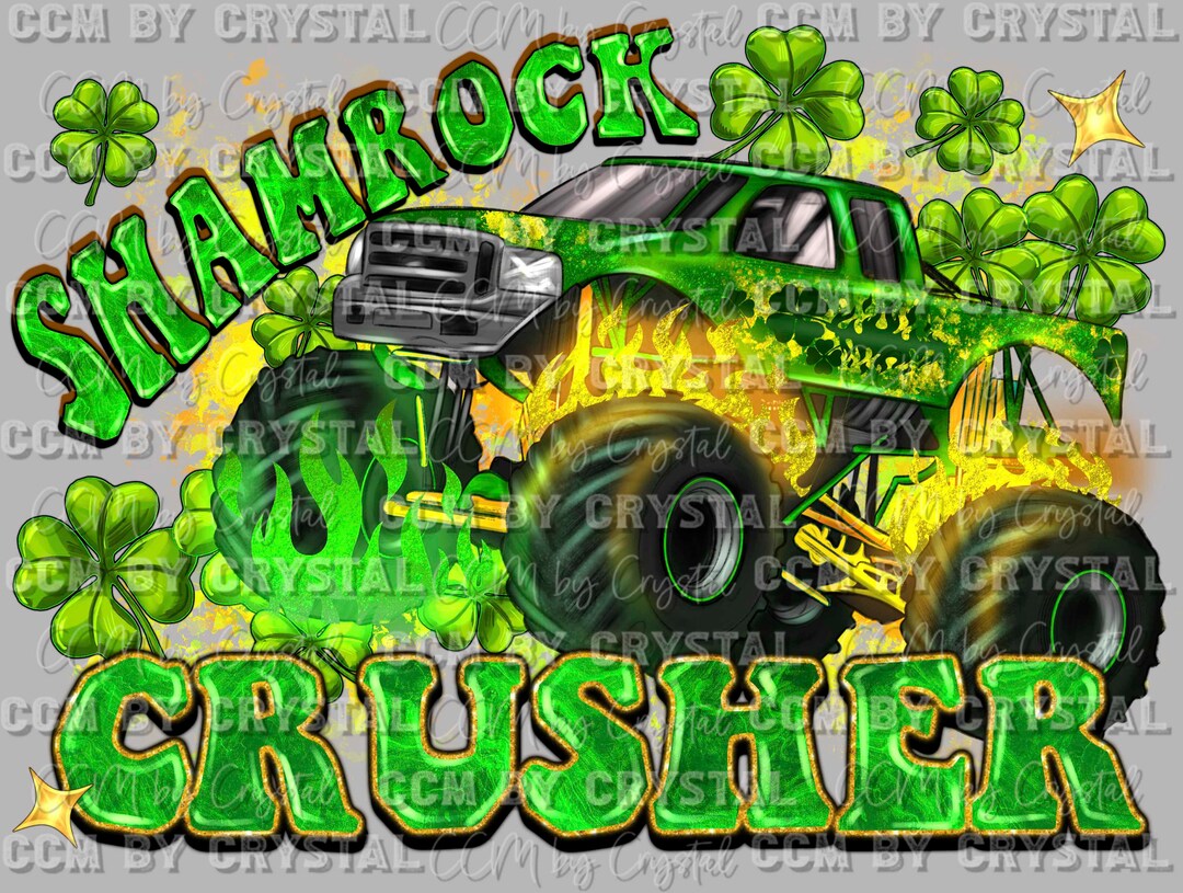 Shamrock Crusher Truck St Patrick's Day Ready to Press Transfer Direct ...