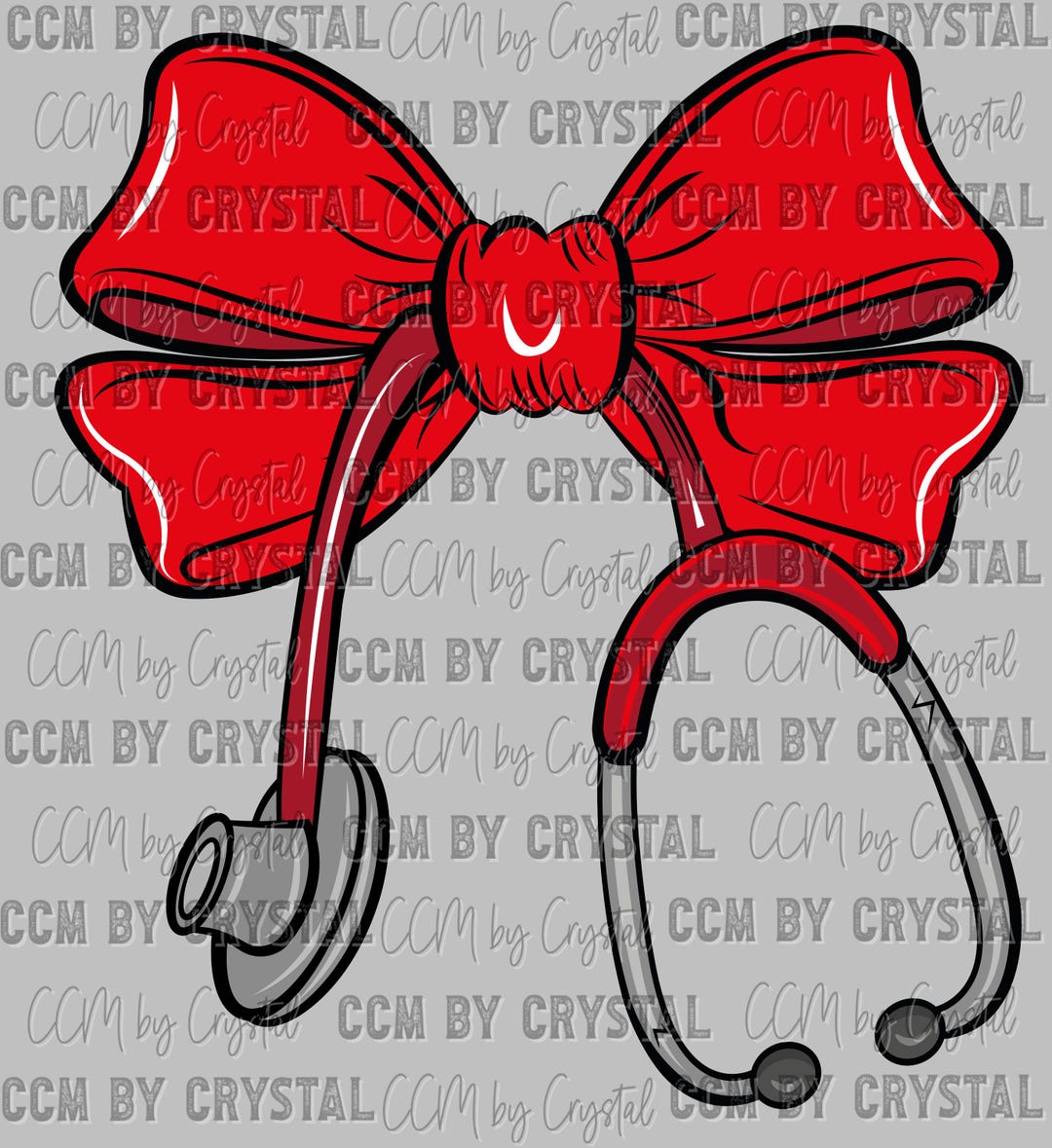 Red Stethoscope Bow Nurse Ready to Press Transfer Direct to Film DTF ...