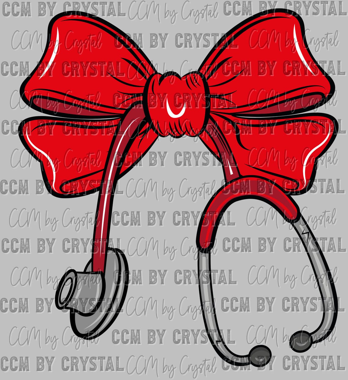 Red Stethoscope Bow Nurse Ready to Press Transfer Direct to Film DTF ...