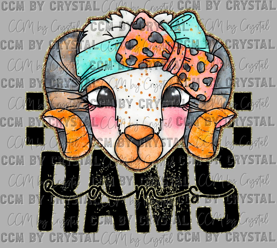 Rams Cartoon Mascot Ready to Press Transfer Direct to Film DTF ...