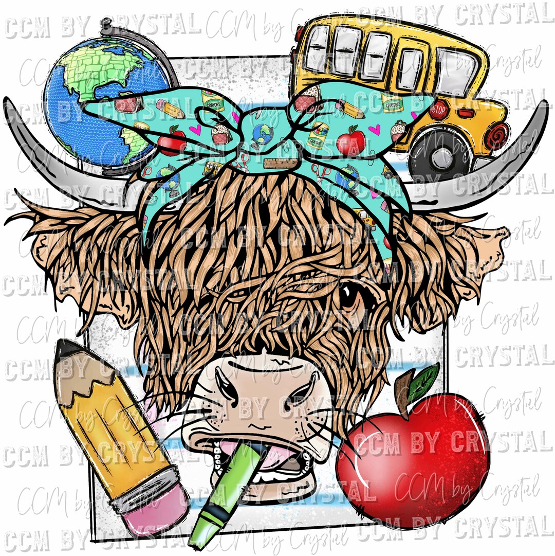 Back to School Highland Cow School Teacher Student Girl Ready to Press ...