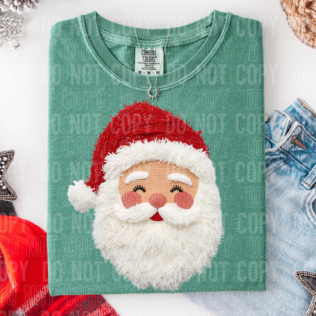 Santa Christmas Faux Fake Yarn Ready to Press DTF Transfers - Etsy